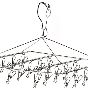 PerGar Clothes Drying Hanger, Multi Durable Sock Dryer Rack Windproof, Stainless Steel Clip Laundry Drip Hanging Rack for Underwear Socks Hat Bras(No Loop Square)