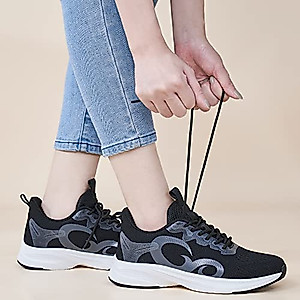 FUDYNMALC Womens Sneakers Comfortable Walking Shoes: Non Slip Breathable Tennis Shoes - Fashion Lightweight Running Shoes Black