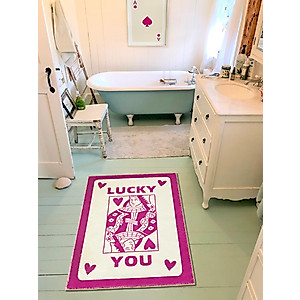 RoomTalks Cute Pink Small Bedroom Rugs Aesthetic Modern Y2K Preppy Dorm College Rug, Ultra Thin Indoor Doormat, 2x3 Small Area Rugs Non Slip Washable, Retro Funky Throw Rugs for Bathroom Living Room