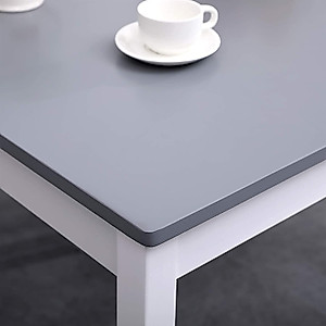 SogesPower 4-Person Dining Table Set 5 Pieces, Wood Kitchen Table Set with 4 Chairs for Kitchen Dining Room Restaurant, Grey and White