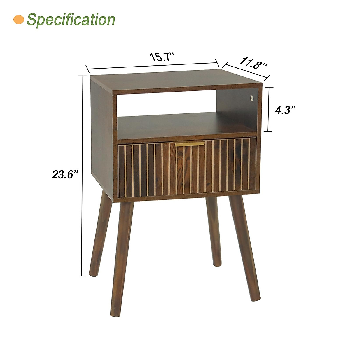 MaxSmeo Small Nightstand with Drawer, Mid Century Modern Bedside Table for Bedroom and Small Spaces, Solid Wood Legs, Easy Assembly, Rustic Brown