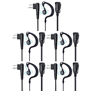 commountain CP200D CLS1410 Earpiece Compatible for Motorola Radios R2 CLS1110 CP100D CP200 CP185 BPR40 BPR40D DTR700 DTR650 RDU4100 RDU4160D RMU2040 RMU2080D CLS CP, G Earhook Headset Ear Piece-5 Pack