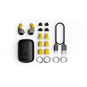 Elgin Rebel True Wireless Earbuds, 25 dB Noise Reduction Bluetooth Headphone, Noise Cancelling Mic, 12+ Hour Battery Life, IP65 Water Resistant, OSHA Compliant Hearing Protection for Work