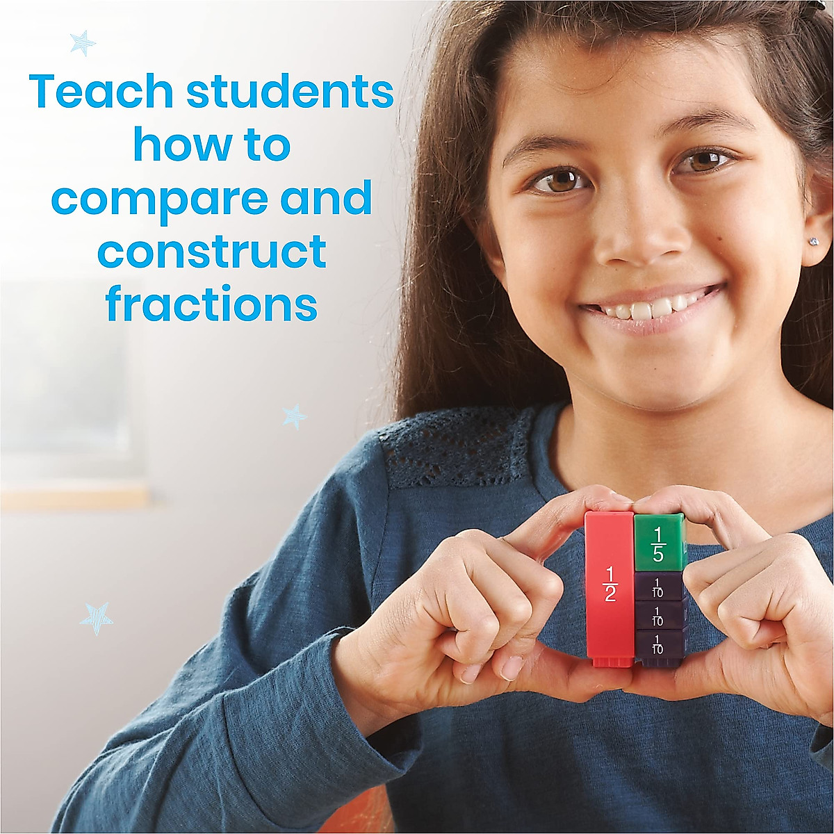 hand2mind Rainbow Fraction Tower Cubes, Montessori Math Materials, Fraction Manipulatives, Unit Fraction, Fraction Cubes, Math Manipulatives for Elementary School, Homeschool Supplies (Set of 51)