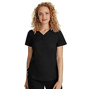 Purple Label by Healing Hands Scrubs Women's Jane V-neck 2 Pocket Top, XX-Large - Black