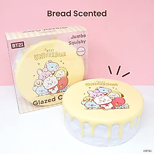 Hamee LINE Friends BT21 (Baby) [Surprise Capsule Series] Cute Water Filled Squishy Toy [1 Pc. (Mystery - Blind Capsule)] + 1 x Slow-Rising Glazed Cake Squishy Toy [Jumbo Size]