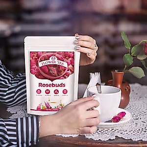 M inch Rose Buds Flower Tea - 100 percent Organic Natural Edible Dried Rose Buds Flowers for Cakes Decorating, Beauty & Promote Metabolism, 1.76 Ounce (Pack of 1)