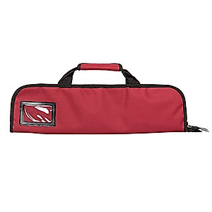 5 Pocket Padded Chef Knife Case Roll with 5 pc. Edge Guards (Red 5 Pocket bag w/5pc Multi-Color Edge guards)