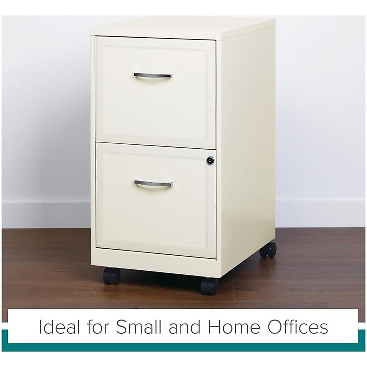 Scranton & Co 2 Drawer Steel Mobile File Cabinet in Pure White