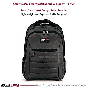 Mobile Edge Charcoal SmartPack 16 Inch Laptop Backpack with Separate Padded Tablet Pocket, Lightweight Design for Men, Women, Students MEBPSP5