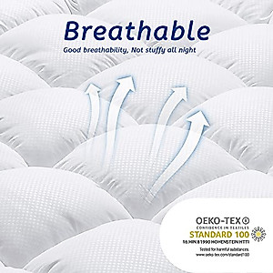 California King Mattress Topper for Back Pain, Cooling Extra Thick Mattress Pad Cover with 8-21 inch Deep Pocket, Plush Pillow Top Mattress Topper Overfilled with Down Alternative, Cal King, White