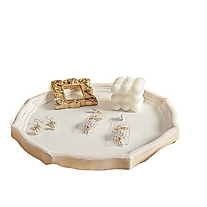 VEMMIO Breakfast Tray White MDF Wooden Powder Tray Tea Fruit Makeup Jewelry Display Storage Plate Food Tray Desktop Decorative Serving Tray