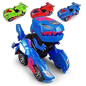HENGBANG Transforming Toys, Dinosaur Cars Combined Into One,Automatic Transformation, Transformation of Dinosaur LED Cars, Lamps (Blue)