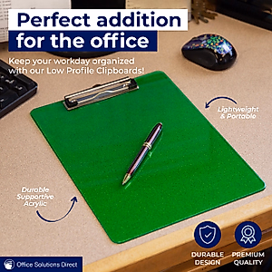 Plastic Clipboards (Set of 6) Multi Pack Clipboard (Colored Assorted) Strong 12.5 x 9 Inch | Holds 100 Sheets! Acrylic Clipboards with Low Profile Clip | Cute Clip Boards Board Clips