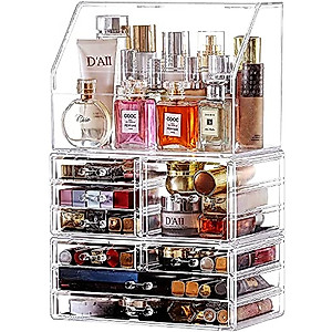 Makeup Organizers and Storage With Lid,Dustproof Waterproof Design Make up Organizer for Bathroom Countertop With 8 Drawers For Beauty Product,Skincare,Lotions,Perfume Cosmetic Storage Case