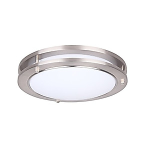 LIT-PaTH LED Flush Mount Ceiling Lighting Fixture, Dimmable, 10 Inch, 14W Replace 100W, 994 Lumen, Satin Nickel Finish, ETL Qualified, 5000K