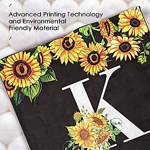 Personalized Name and Initial Letter Sunflower Blanket for Sister Ultra-Soft Fleece Blanket 30" x 40"