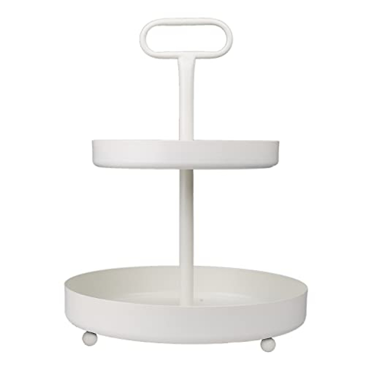 MAONAME White 2 Tiered Tray, Metal Two Tier Tray with Handle, Decorative Tray for Kitchen, Living Room, Bathroom, Seasonal Decor