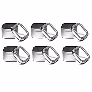 Nakpunar 6 pcs Clear Top Square Tins - 4 oz