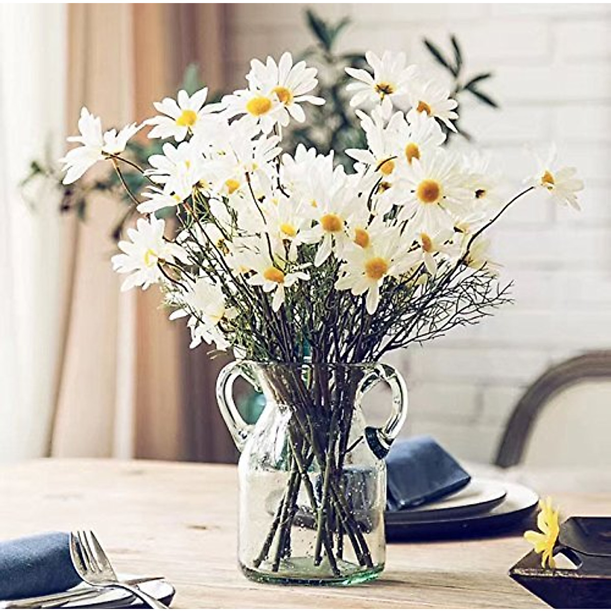 Artfen 10pcs Artificial Daisy Flowers Flower Arrangements for Home Hotel Office Wedding Party Garden Craft Art Decor Each Approx 21" High No Vase White