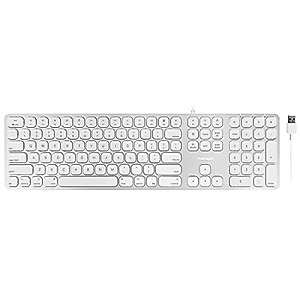 Macally Premium Wired Mac Keyboard with Number Keypad and 2 Port Hub - Compatible Apple Keyboard Wired - Extended USB Keyboard for Mac Mini/Pro, iMac, MacBook Pro / Air (Silver Aluminum)