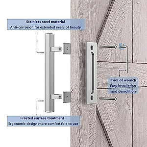 ROOMTEC 10" Barn Door Handles, Sliding barn Door Pull Handle, No Gap Flat Plate Design- Heavy Duty- Square- Easy to Install