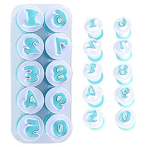 Nuoda Fondant Alphabet/Letter Cutters and Number set,Cake Biscuit Mold,Cake Decorating Tools, Cookie Stamp Impress,Embosser Cutter,DIY Sugar Cookies Chocolate Plunger(3 Set of Number and Letters)
