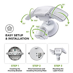 Home Zone Security Smart SMD LED Outdoor Flood Light, 3500LM, 3000-5000K Adjustable Color Temperature, Long & Wide 70’ x 240° Motion Sensor Detection, WiFi, Works w/Alexa & Google, Aluminum Heads