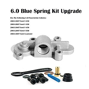 6.0 Blue Spring Kit Upgrade,fuel pressure Regulator Kit - Fits Ford Blue Spring Kit 6.0 Powerstroke F250, F350, F450, F550 2003, 2004, 2005, 2006, 2007- Replaces 3C3Z-9T517-AG, 3C3Z9T517AG