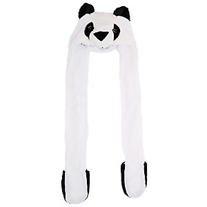 Simplicity Panda Animal Hats with Long Scarf 3 in 1 Multifunction Warm Hats