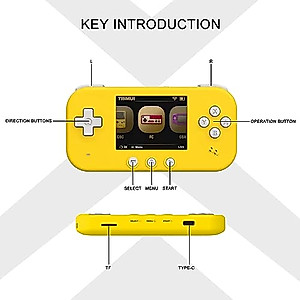 Retro Video Game Console Handheld Game Console Built-in 32G SD Card 5000+ Gaming and Multiple Emulators Support Open Source Linux System-Yellow
