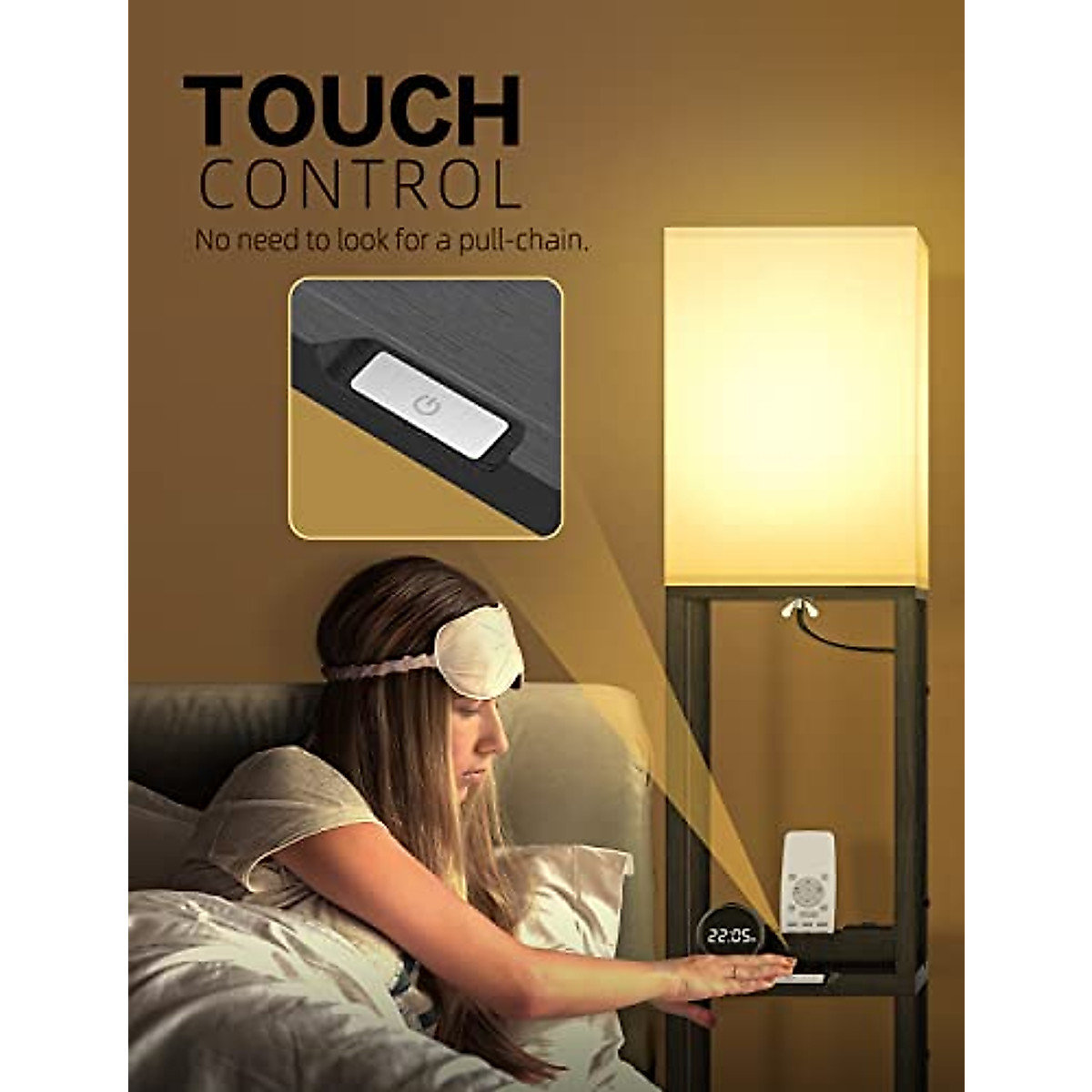 Maxsure Floor Lamp with Shelves - Touch Contro LED Floor Lamps with 3 Color Temperature