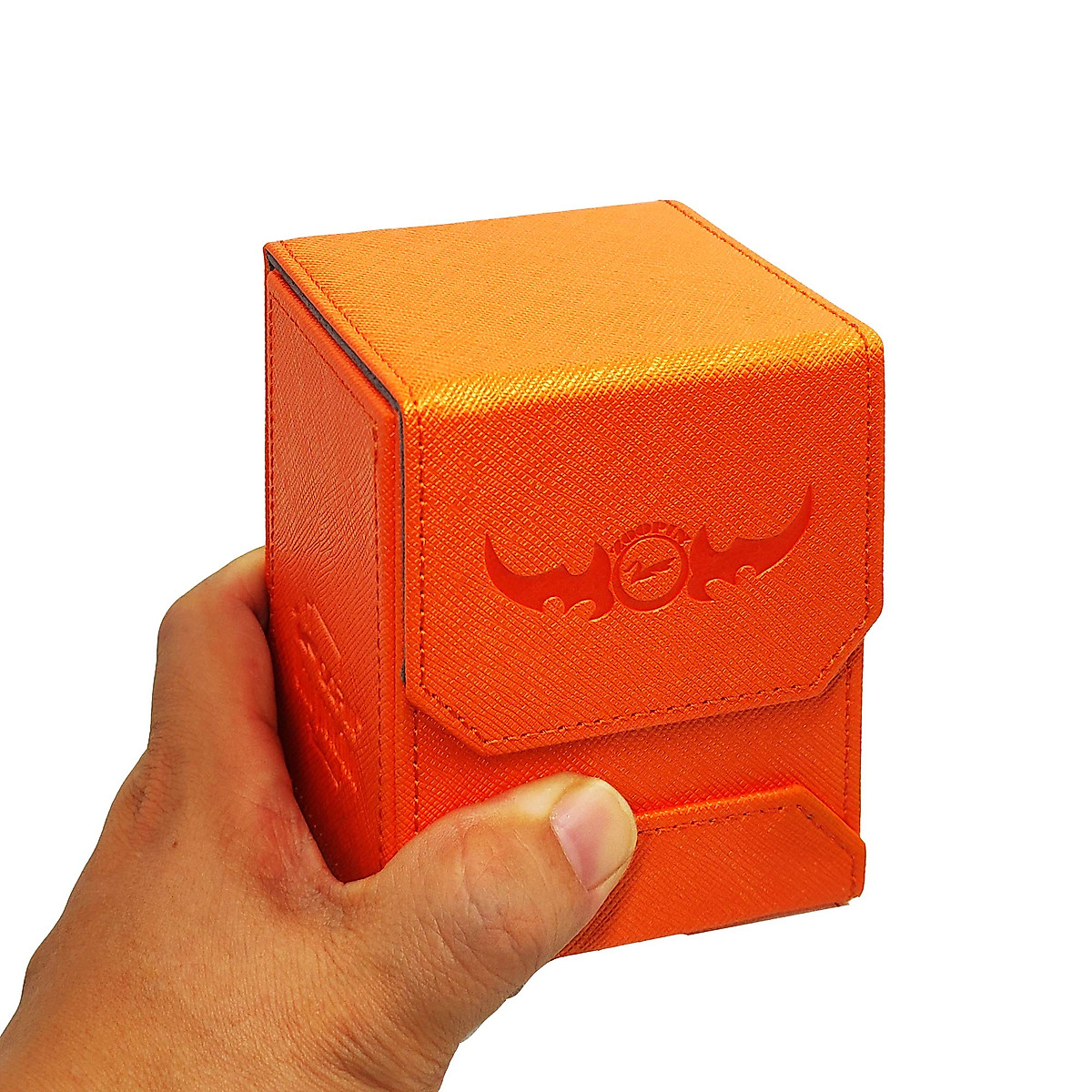 Zoopin Leather Deck Box-Orange for Collectible Cards-MTG,Yugioh,Pokeman,TES Legacy,Munchkins CCG Decks and Also Small Tokens or Dice- Hold 80 Sleeved Cards or 150 Naked Cards …