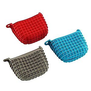 DOITOOL 3pcs Silicone Oven Mitts Heat and Slip Resistant Mini Rubber Oven Cooking Pinch Grips Mitts Small Kitchen Glove Cooking Mittens for Fingertips Baking Tool