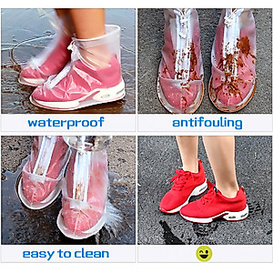 FUNLAVIE Rain Shoe Covers Non-slip Reusable Waterproof Shoe Covers for Women Men