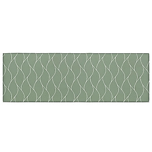 Kitchen Runner Rug, Farmhouse Decoration Sage Green Geometric Pattern Non Slip Runner Carpet Door Mats Floor Mat for Laundry Bedside Bathroom Bedroom 19.7"X63"