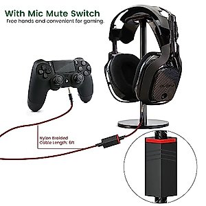 weishan A40 Cord Replacement for Astro A10 A40 TR Gaming Headsets, 3.5mm(1/8") Red Audio Cable with Inline Mic Mute Switch for PS5 PS4 Xbox, 6ft Long