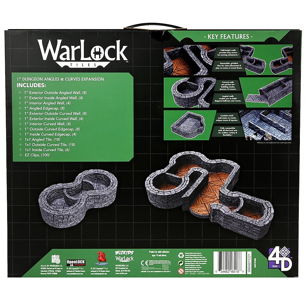 WizKids Warlock Tiles: Expansion – 1 in. Dungeon Angles & Curves