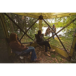 QUICK-SET Clam Traveler 6 x 6 Foot Portable Pop Up Outdoor Camping Gazebo Screen Tent 4 Sided Canopy Shelter with Ground Stakes and Carry Bag, Brown