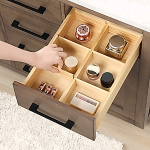 OVE Decors Maya Plus 42 in. Single Sink Bathroom Vanity in Almond Latte Finish, Black Hardware and Included Power Bar