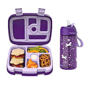 Bentgo Kids Prints Lunch Box Kids Water Bottle - New & Improved 2023 (Unicorn)