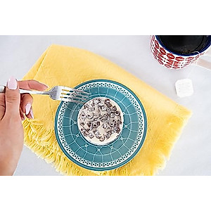 Annovero Small Mini Dessert Plates - Dinnerware for Dessert, Pie, Cake, Cute and Colorful Stoneware Dishes for Kitchen, Microwave and Oven Safe, 6 Inch Diameter, Set of 6