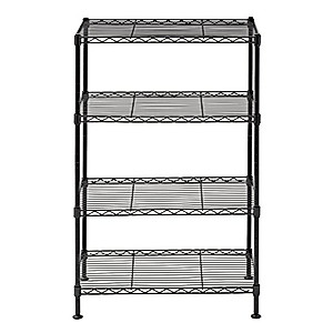 Juggernaut Storage WS201232-4BLK x 12"D x 32"H 4-Tier Wire Shelving Unit, 340 lb Capacity, Black"