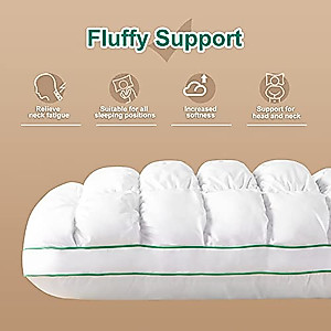 YOUR MOON Fluffy Support Bed Pillow Queen Size, Super Soft Premium Down-Alternative Filling for Sleeping, Luxury Hotel Quality Bed Pillows for Side Sleeper (White)