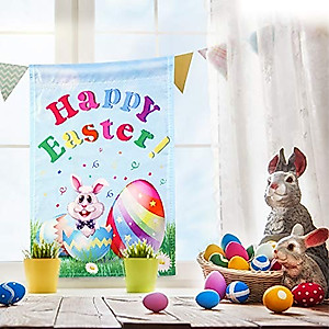 Chuangdi Easter Egg and Rabbit Garden Flag 28 x 40 Inch Decorative Spring Garden Flag Double Side Garden Flag (28 x 40 Inch)