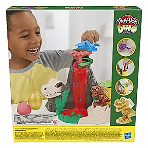 Play-Doh Slime Dino Crew Lava Bones Island Volcano Playset with HydroGlitz Eggs and Mix-ins, Dinosaur Toy for Kids 4 Years and Up, Non-Toxic