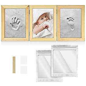 Navaris Baby Handprint and Footprint Kit - Keepsake Set with Frame and Clay for Casting Babies Hand and Foot Prints - Ideal for Newborn Boys and Girls