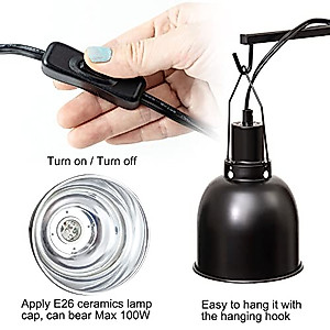 Reptile Lamp Fixture 5.5 Inches Deep Dome Lamp Cap, Optical Reflection Cover for Reptile Glass Terrariums