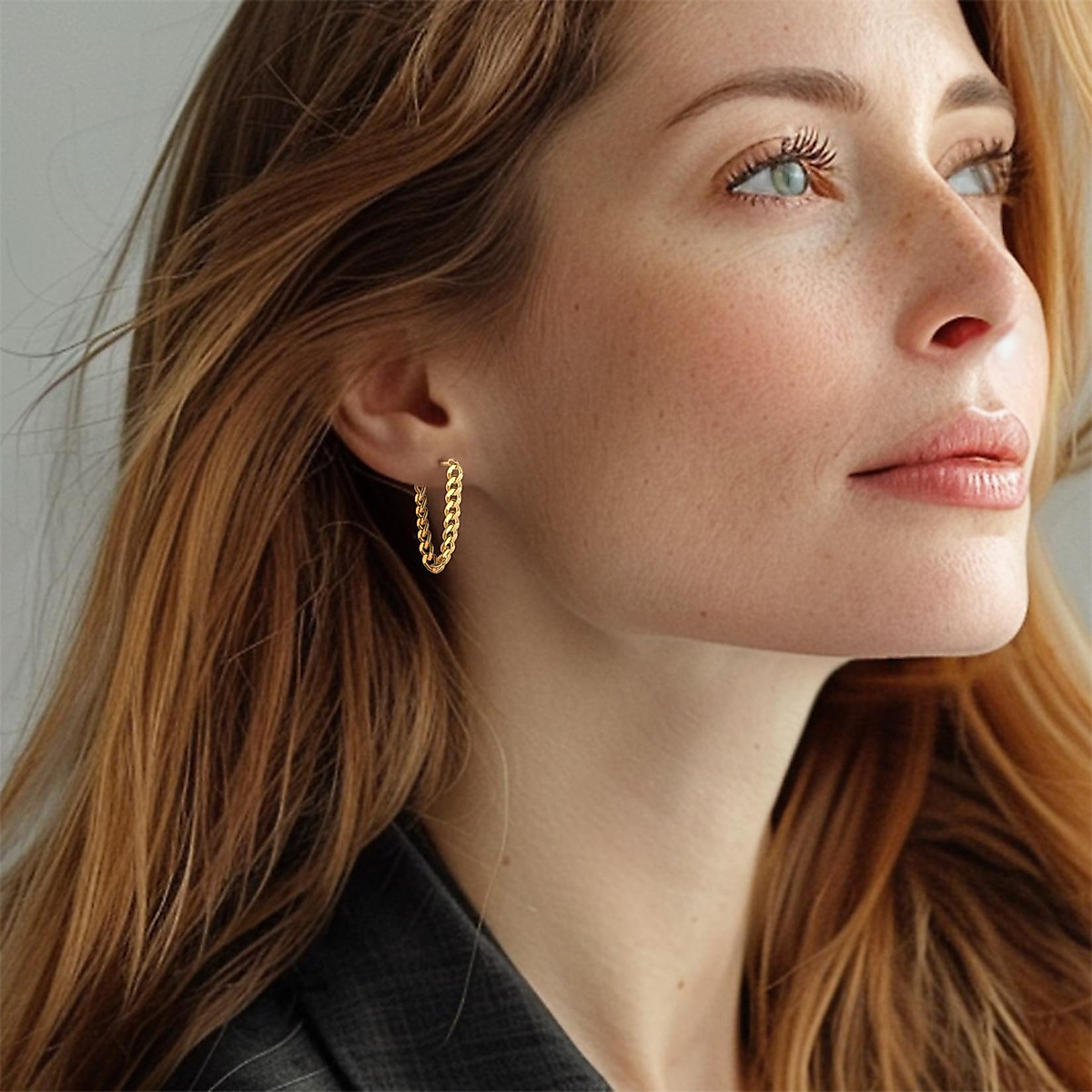 HIUS 925 Sterling Silver Cuban Link Chain Earrings for Women, 18K Gold Plated Dangle Drop Earrings, Statement Women's Chain Jewelry