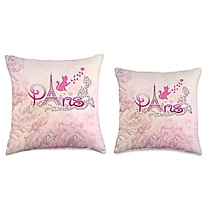 Atteestude Parisian Eiffel Tower I Love Paris Cat Throw Pillow, 16x16, Multicolor